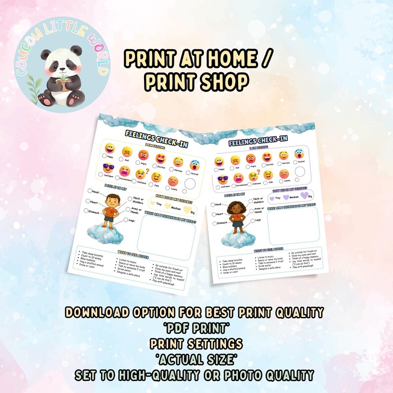 Feeling Check in Worksheet for Kids Emotional Regulation Tracker Daily ...