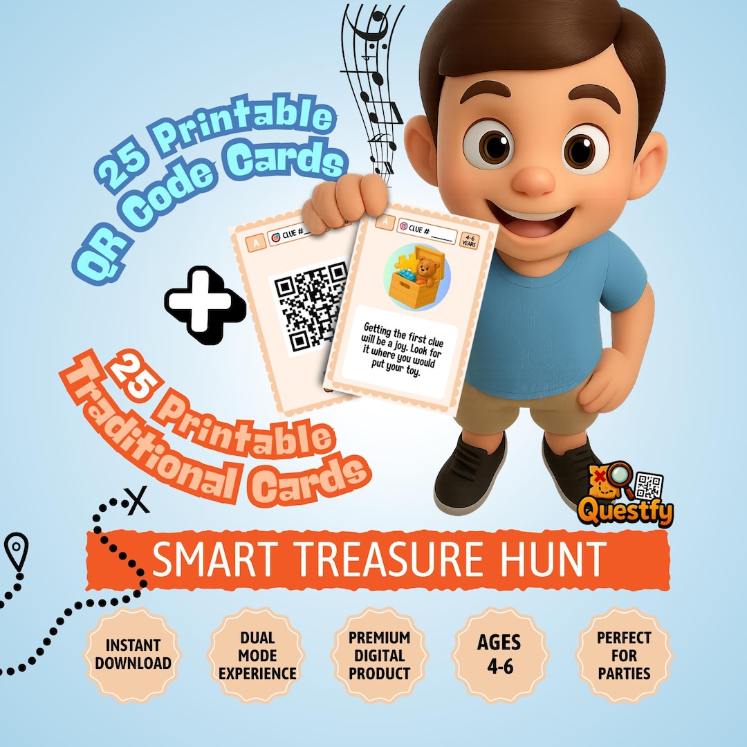 Treasure Hunt Clue Cards | Interactive QR Code Game, Ages 4-6 (digital ...
