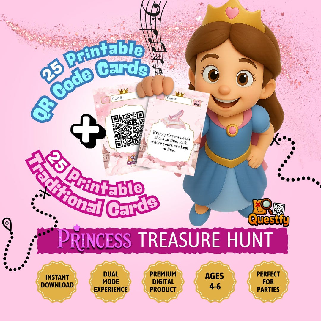 Princess Treasure Hunt Game: QR Code Clues, Ages 4-6 (digital Download ...