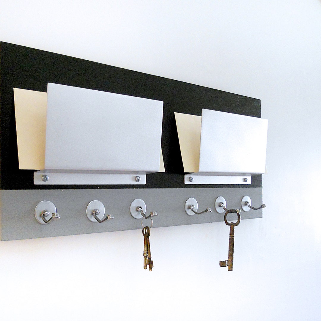 Industrial Mail Holder, Couples Wall Mount Mail Organizer, Modern Metal ...