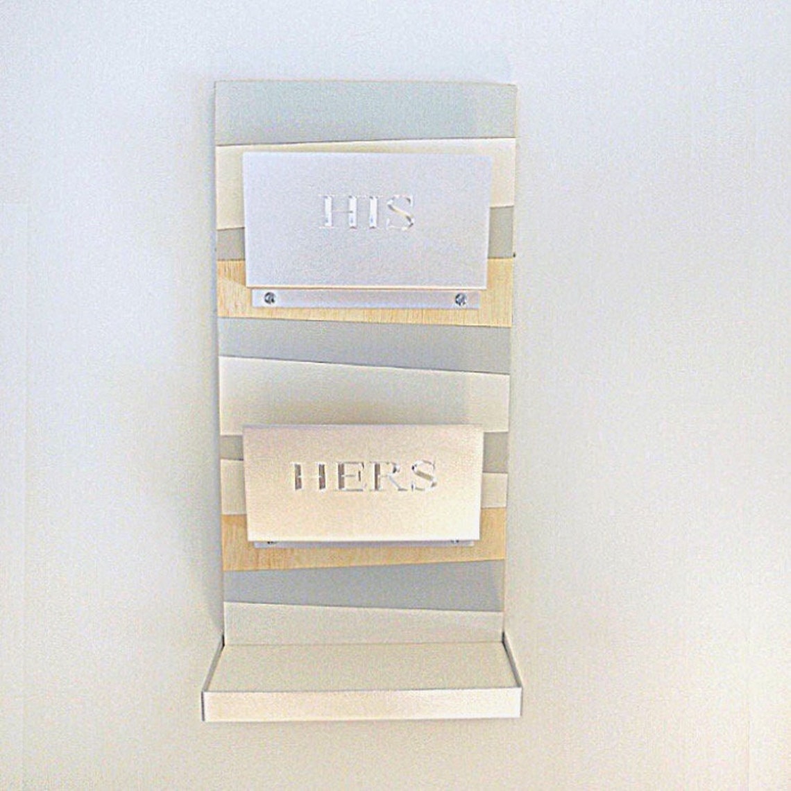 Geometric Mail Organizer, Personalized Couples His Her Engraved, Unique ...