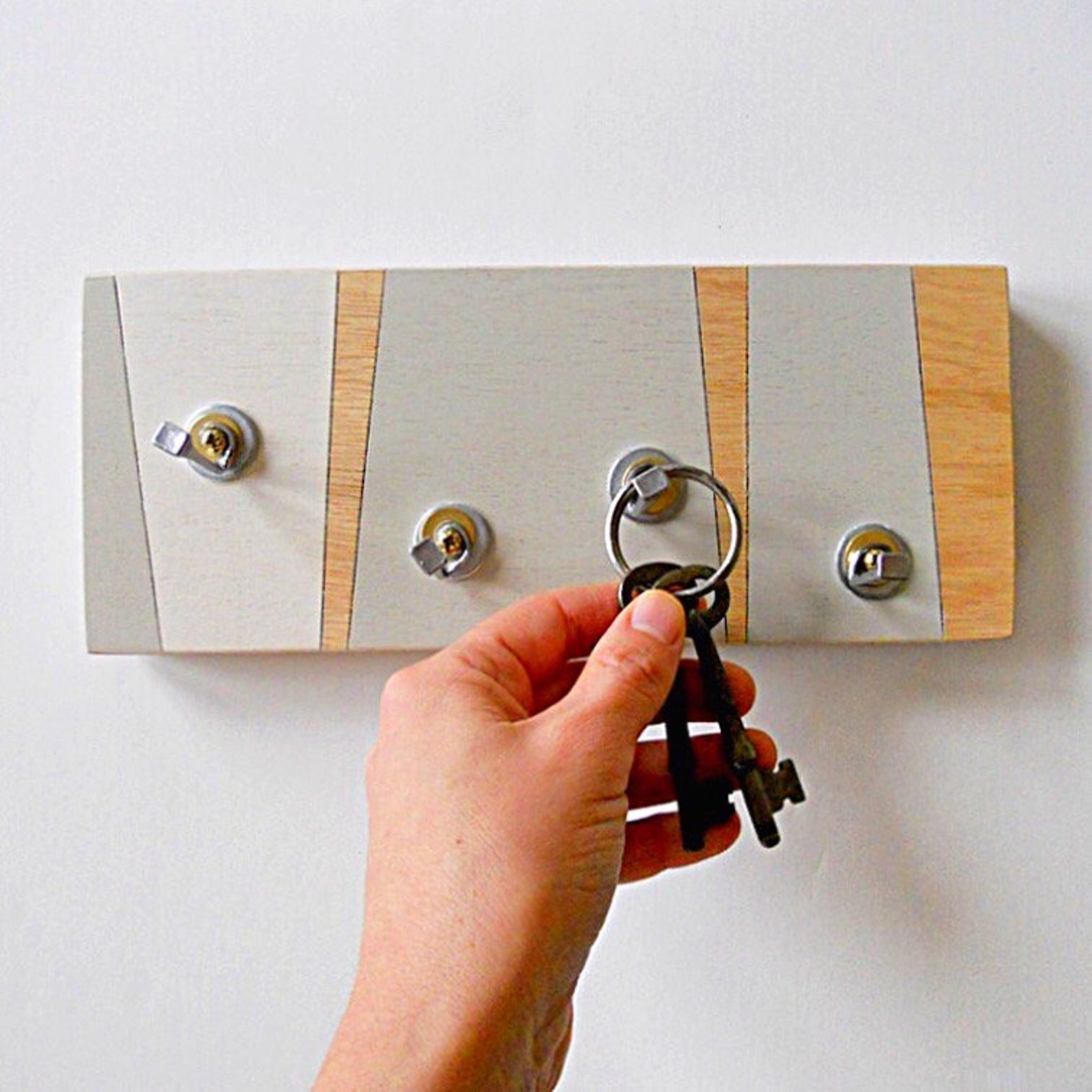 Artful Geometric Key Holder Modern Linear Design Key Rack - Etsy