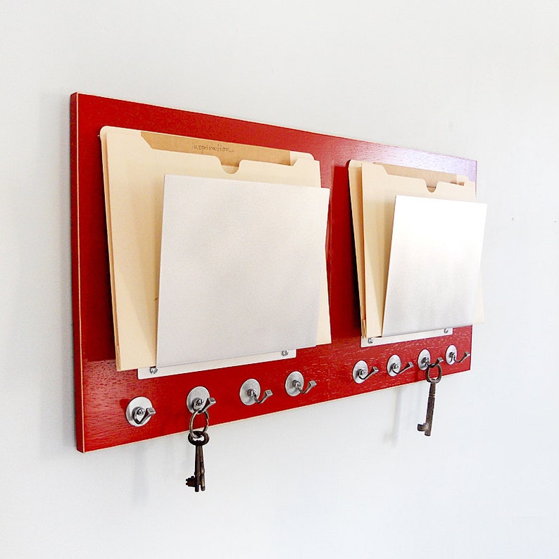 Modern Industrial File Storage Wall Mount With Key Hooks - Etsy