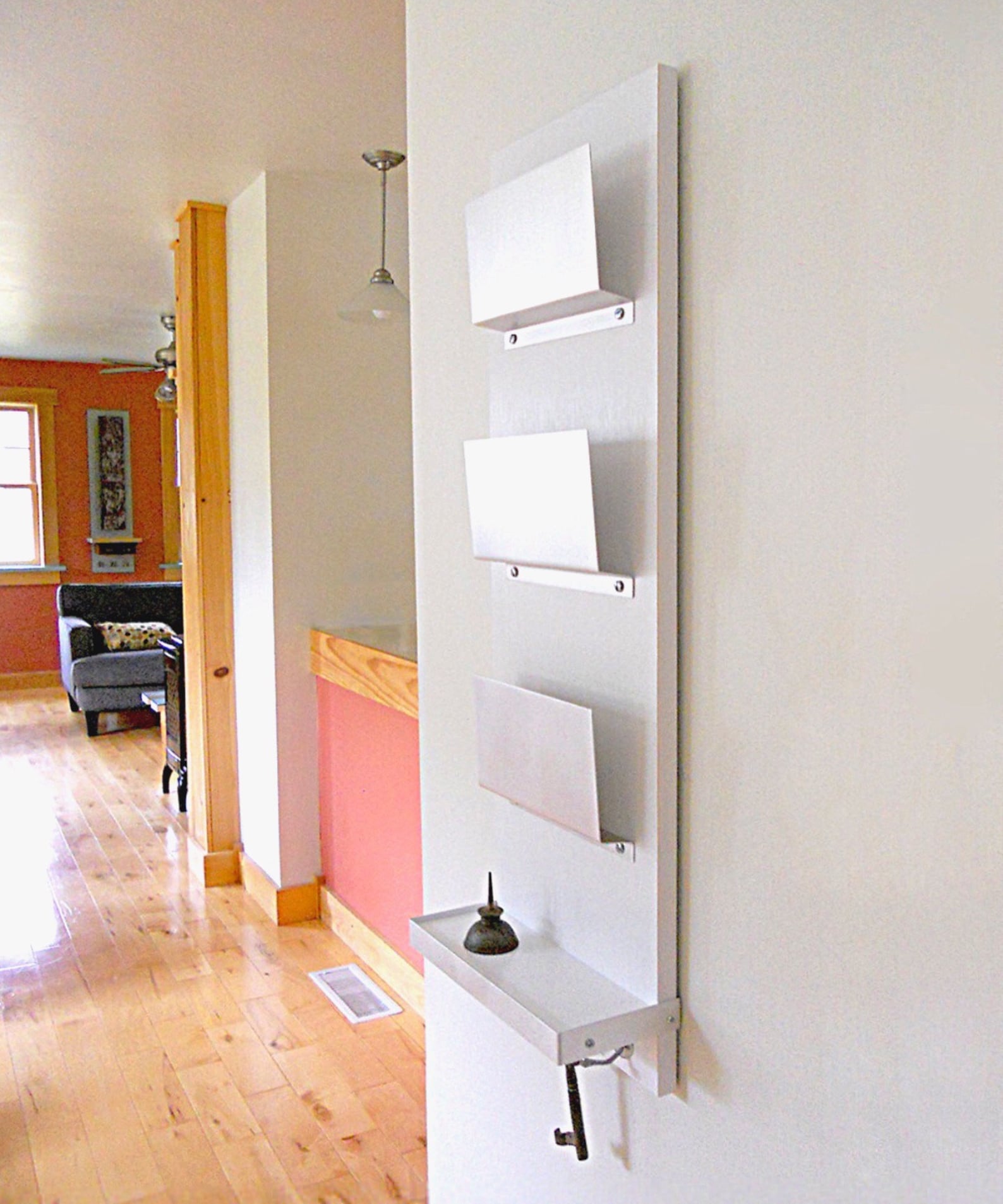 Modern Mail Holder, Wooden Wall Mount Mail Organizer With Shelf & Key ...