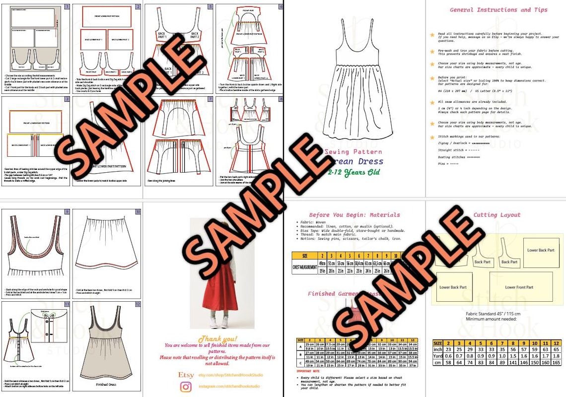 Denim Dress PDF Sewing Pattern: Girls 2-12 Years (beginner-friendly) - Etsy