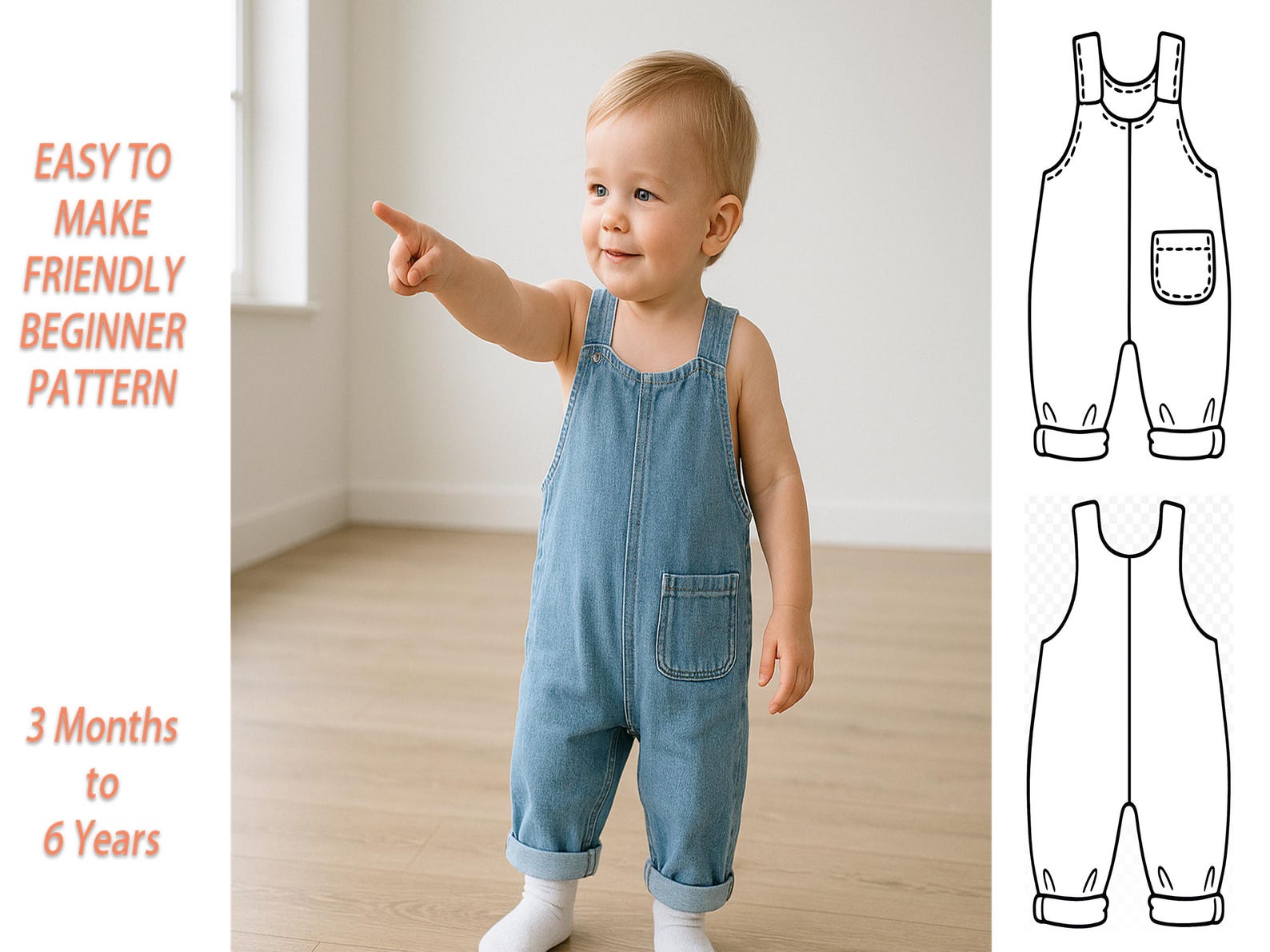 Kids Dungaree Sewing Pattern: Toddler & Child Romper (PDF) - Etsy