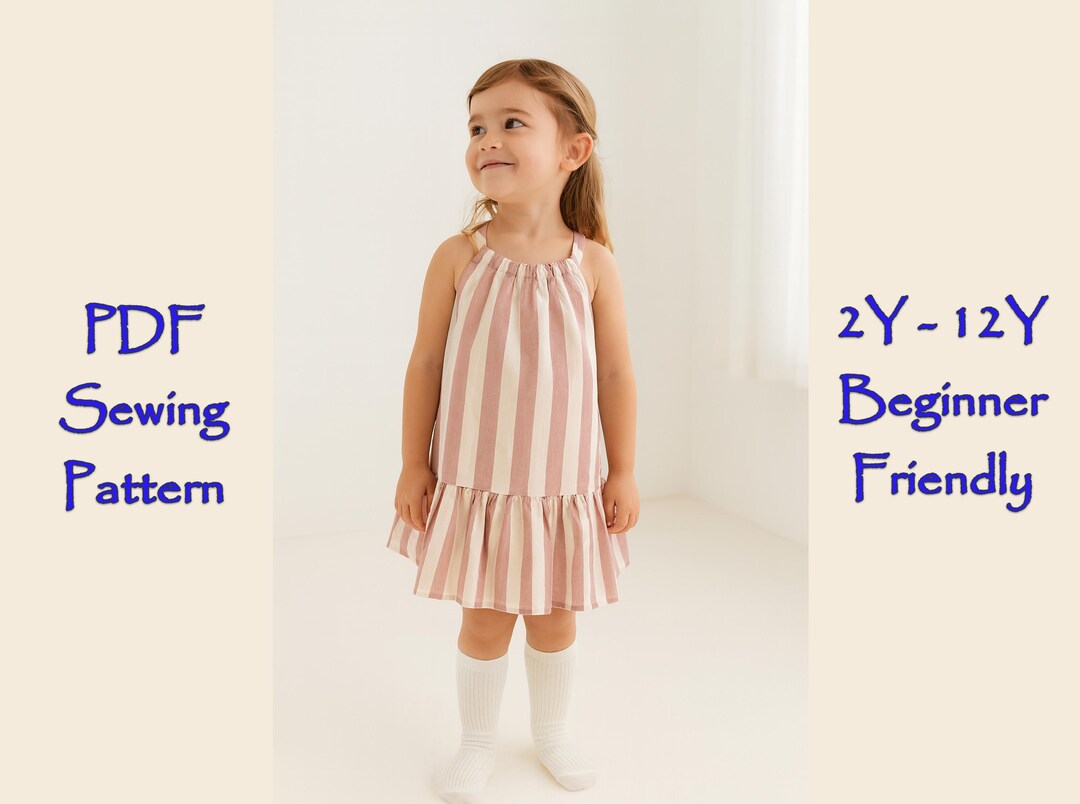 Girl's Denim Dress Sewing Pattern | Beginner Friendly (PDF Pattern) - Etsy