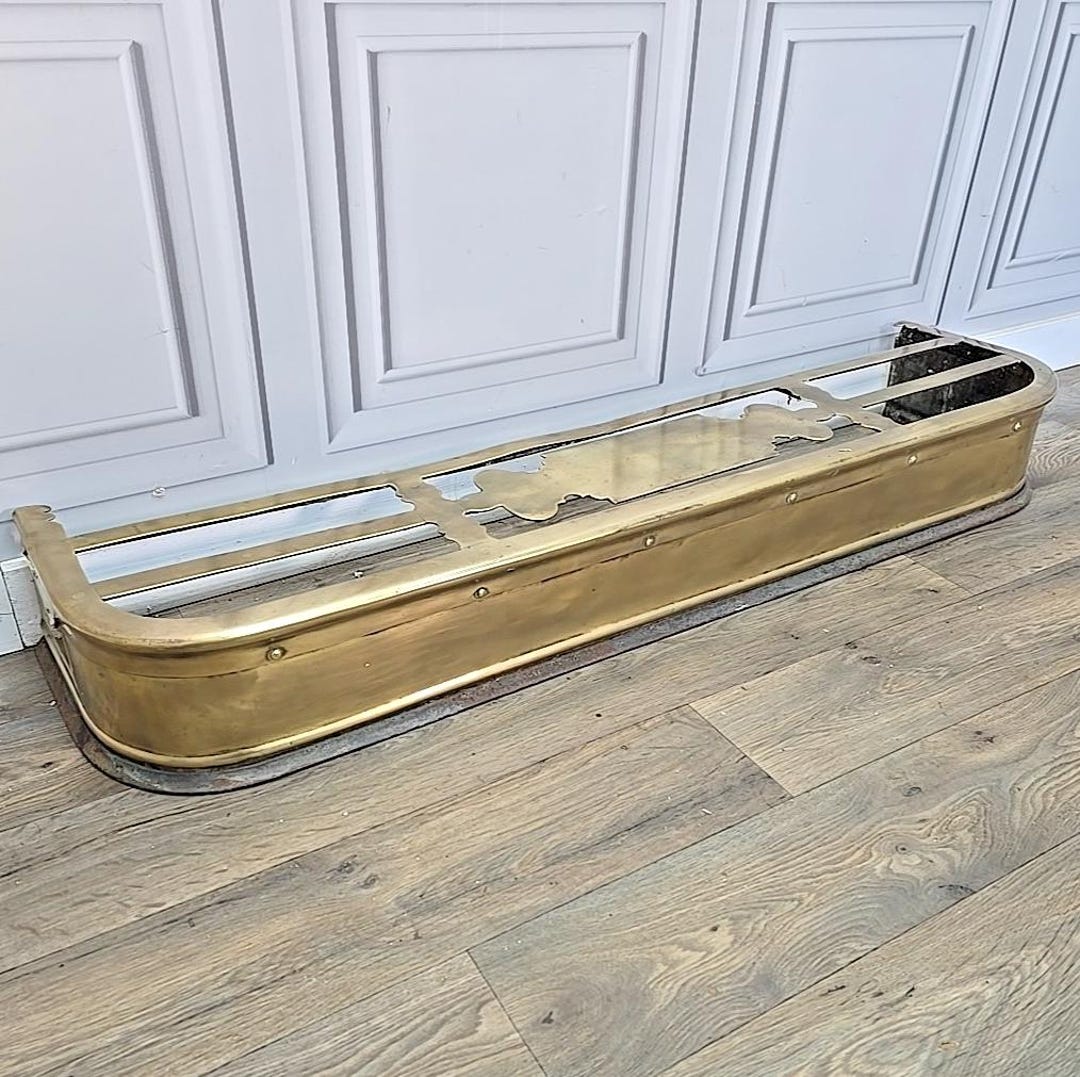 Antique Georgian Heavy Brass Box Range Fender Fire Hearth Kerb ...