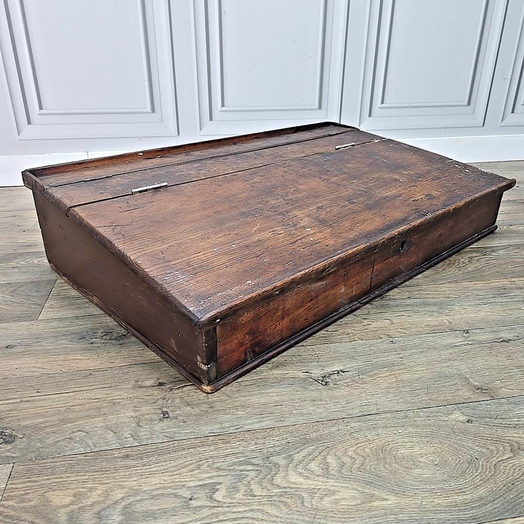 Antique Victorian Writing Slope Desk Table Lectern Stationary Box ...