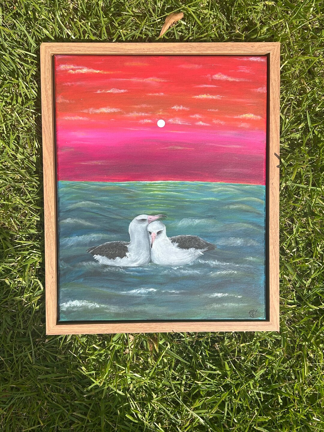 Albatross Birds in Love Painting - Original Signed Painting on 16x20 ...