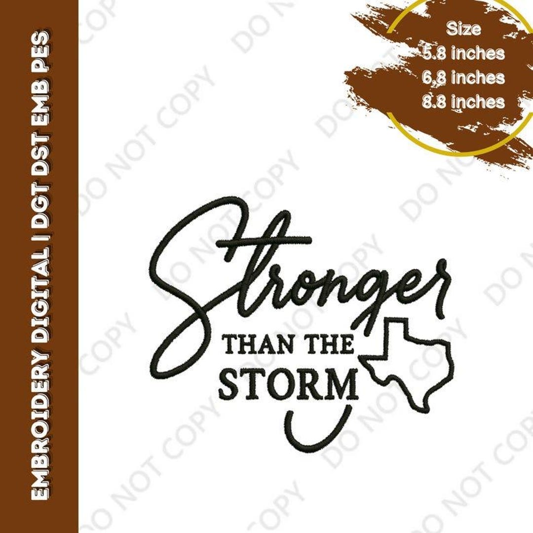 Stronger Than the Storm Embroidery Design, Texas State Outline Stitch ...