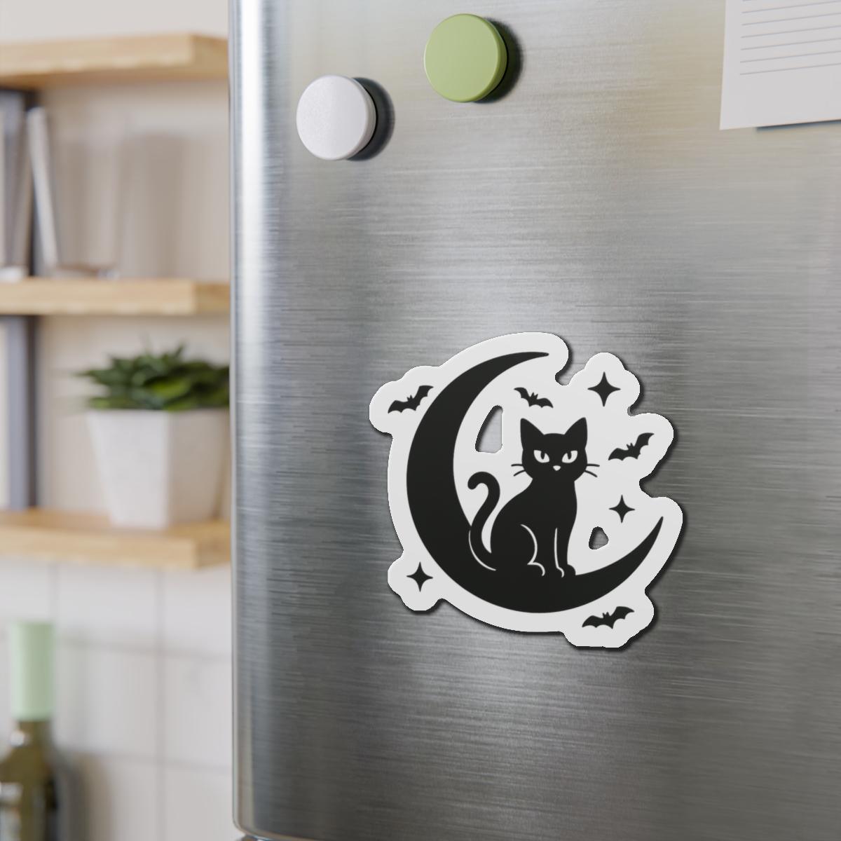 Black Cat & Moon Die-cut Magnet: Gothic Halloween Decor - Etsy