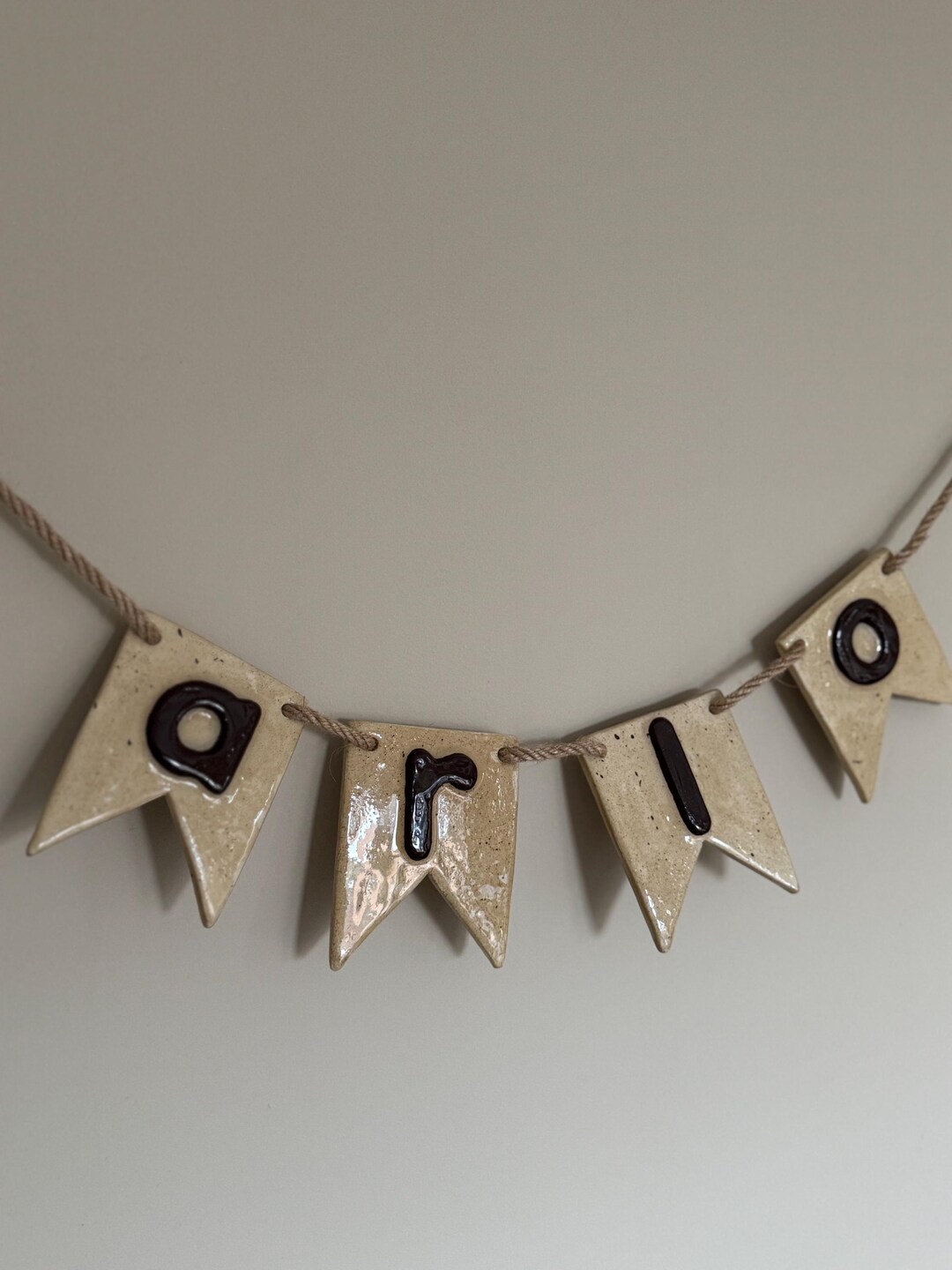 Handmade Personalised Neutral Clay Name Banner: Nursery Wall Decor ...