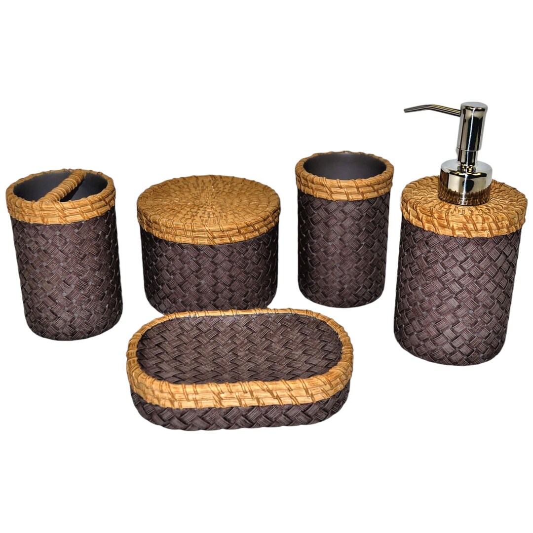 Cozy Bathroom Essentials Kit: Textured Browns and Creams Bathroom ...