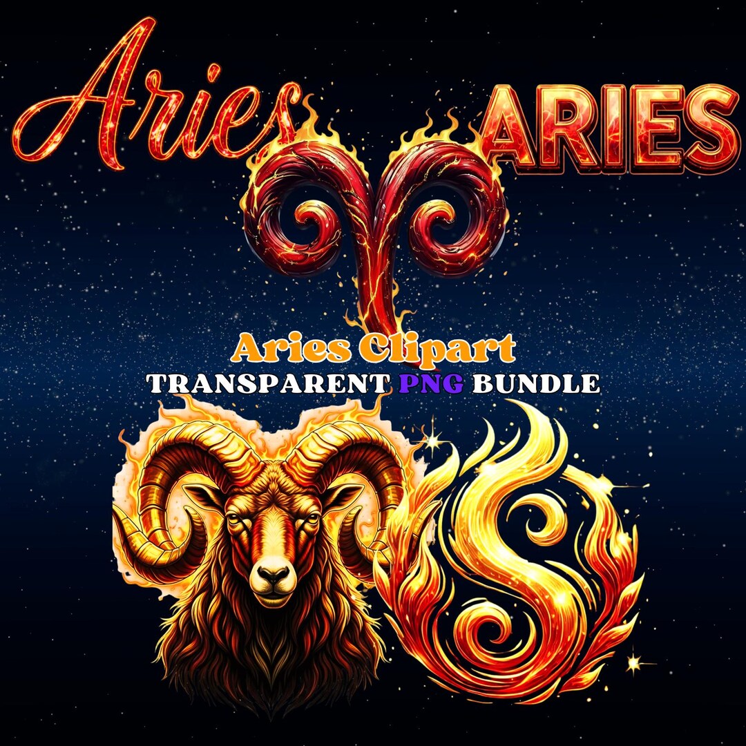 Aries Zodiac PNG Clipart Bundle: Fire Sign Astrology (digital Download ...