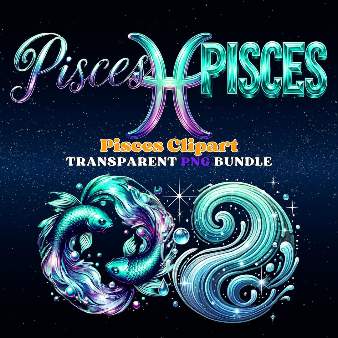 Pisces Sternzeichen PNG Clipart Bundle: Wasser Fisch Symbol (digitaler ...