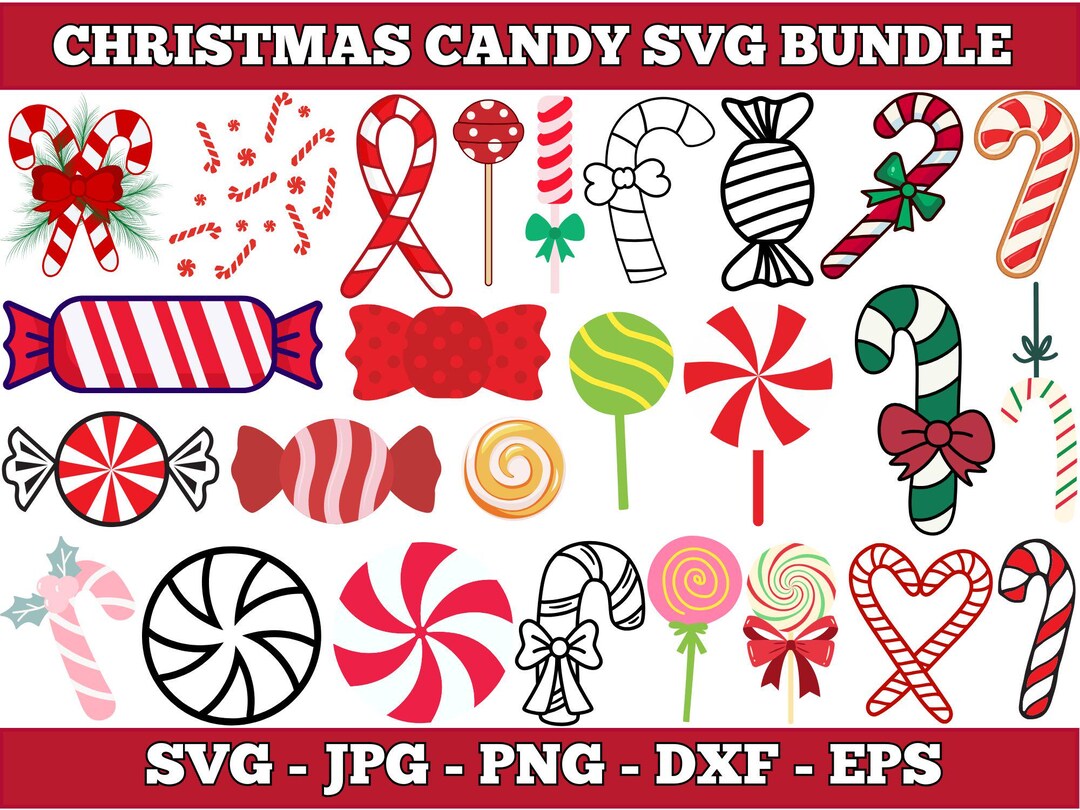 Candy Cane & Christmas Sweets Clipart (SVG, PNG) - Etsy Canada