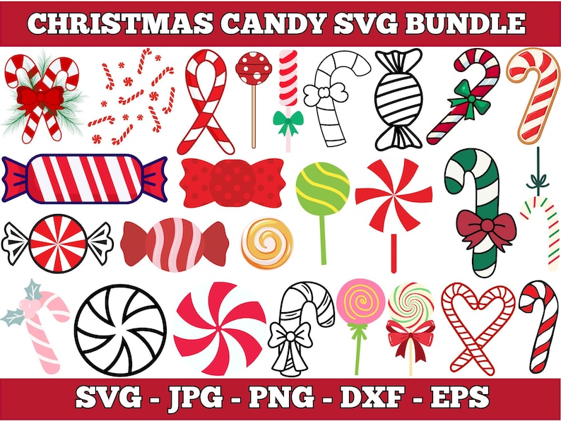 Candy Cane & Christmas Sweets Clipart (SVG, PNG) - Etsy Canada