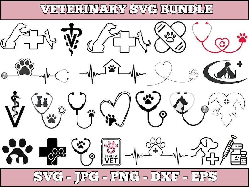 Veterinarian SVG Bundle: Pet Doctor, Dog, Cat, Animals (digital Files ...