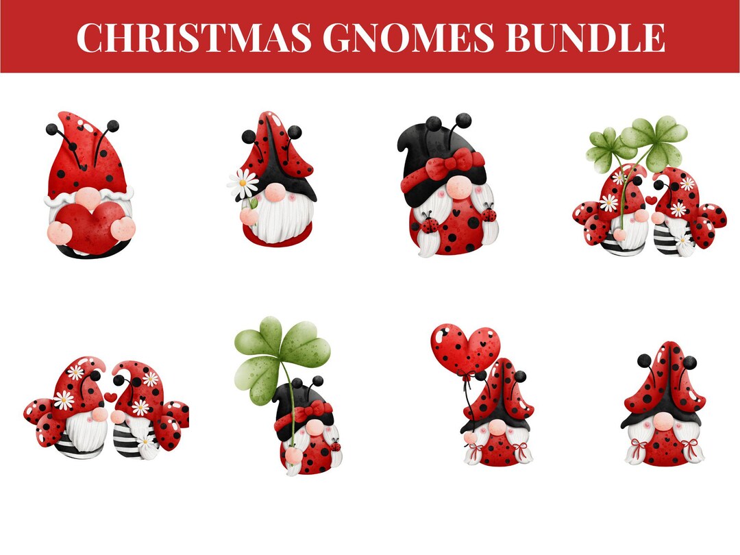 Christmas Gnomes PNG Bundle | Holiday Gnome Clipart Pack | Festive ...