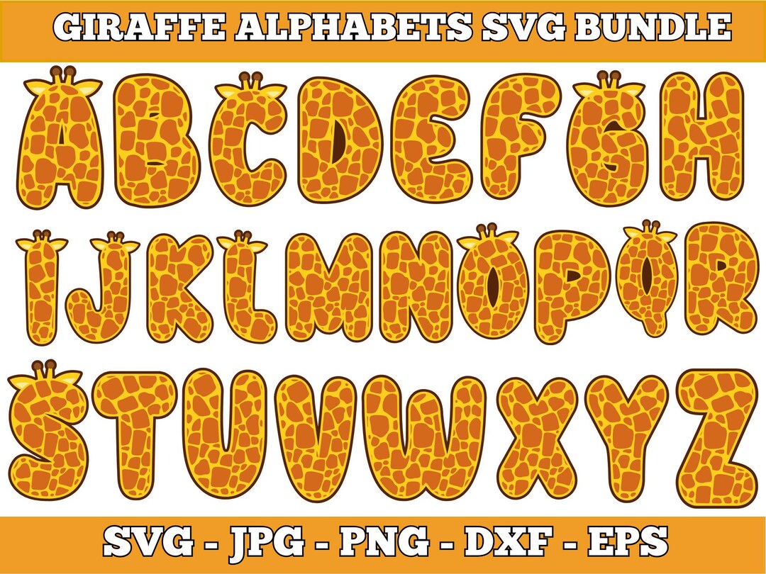 Giraffe Alphabet SVG: Animal Font Clipart (digital Download) - Etsy