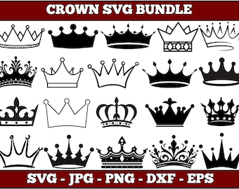 Crown SVG Bundle: Royal Tiara, King & Queen Designs (digital Download ...