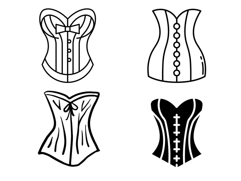 Corset Outline SVG Bundle: Vector Clipart, Decal Design (digital ...