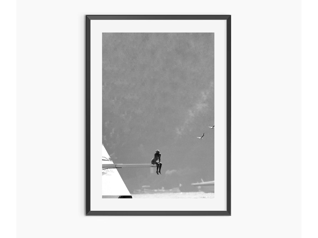 Princess Diana on Yacht Print, Diving Board, Black and White, Vintage ...
