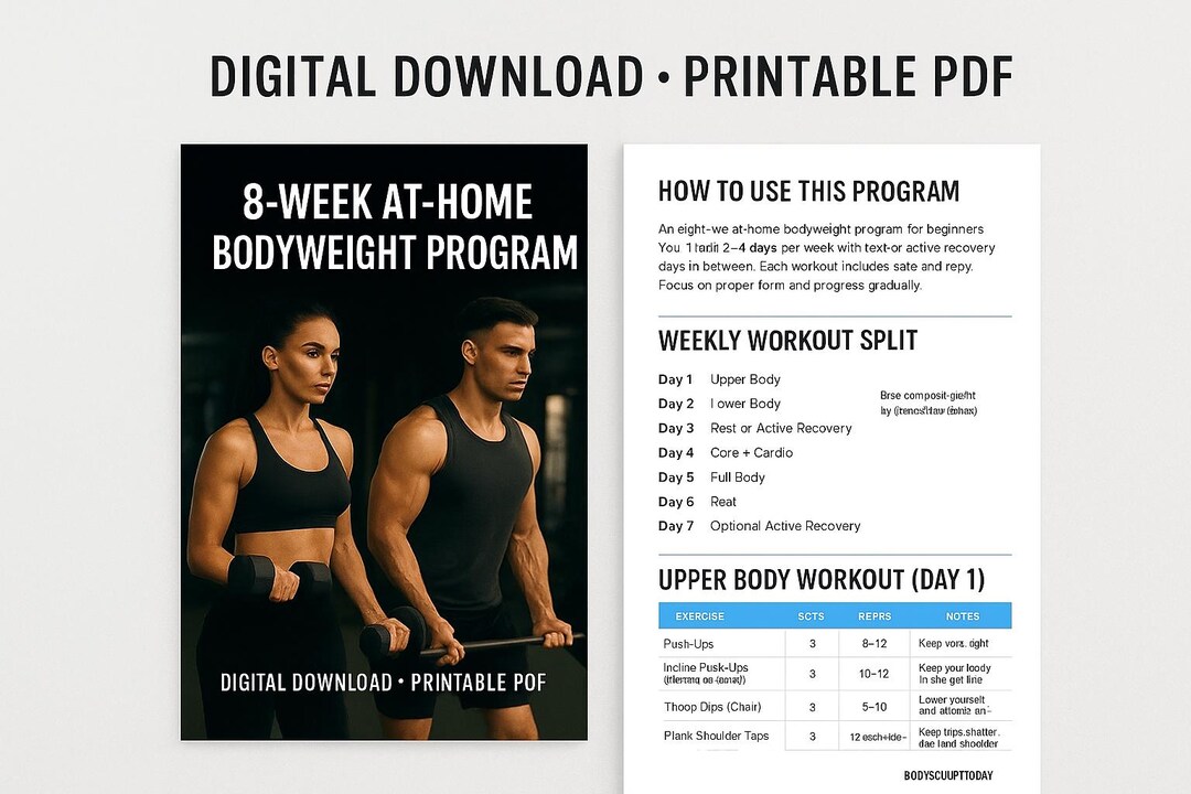 8-week At-home Bodyweight Workout Program | Beginner Fitness Plan ...