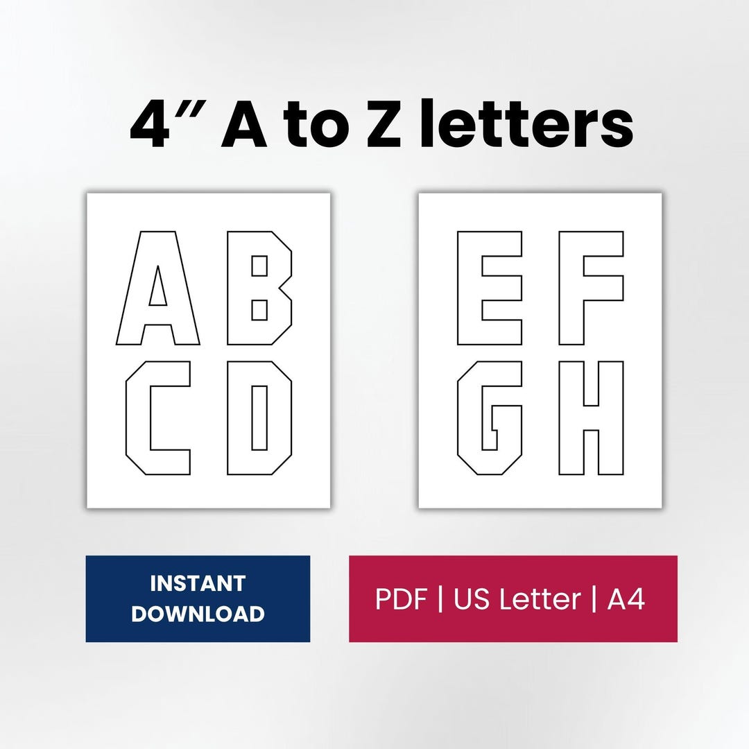 4-inch Alphabet Letter Templates A–Z – Uppercase Printable PDF for ...