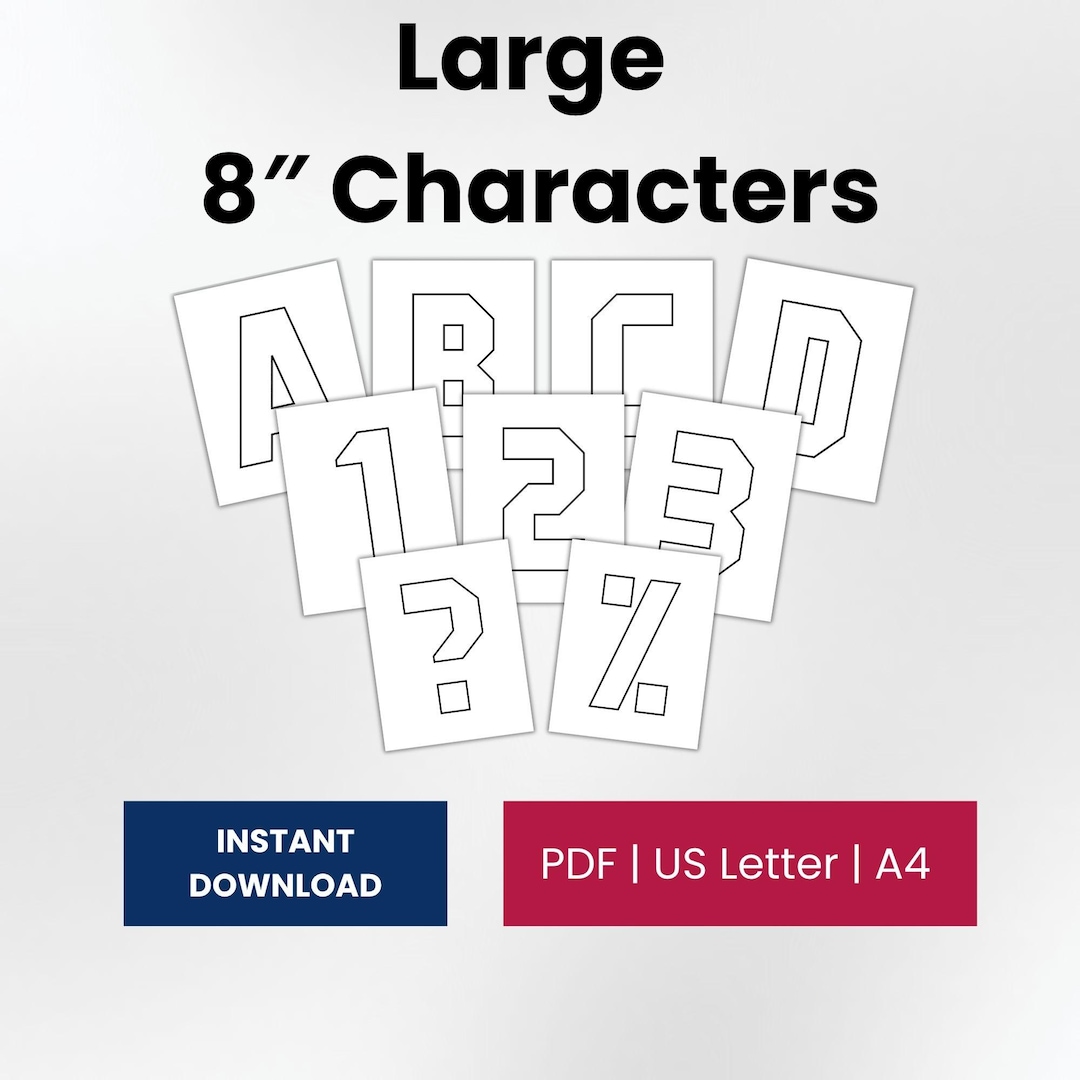 8-inch Printable Alphabet Templates: Letters, Numbers, Punctuation ...