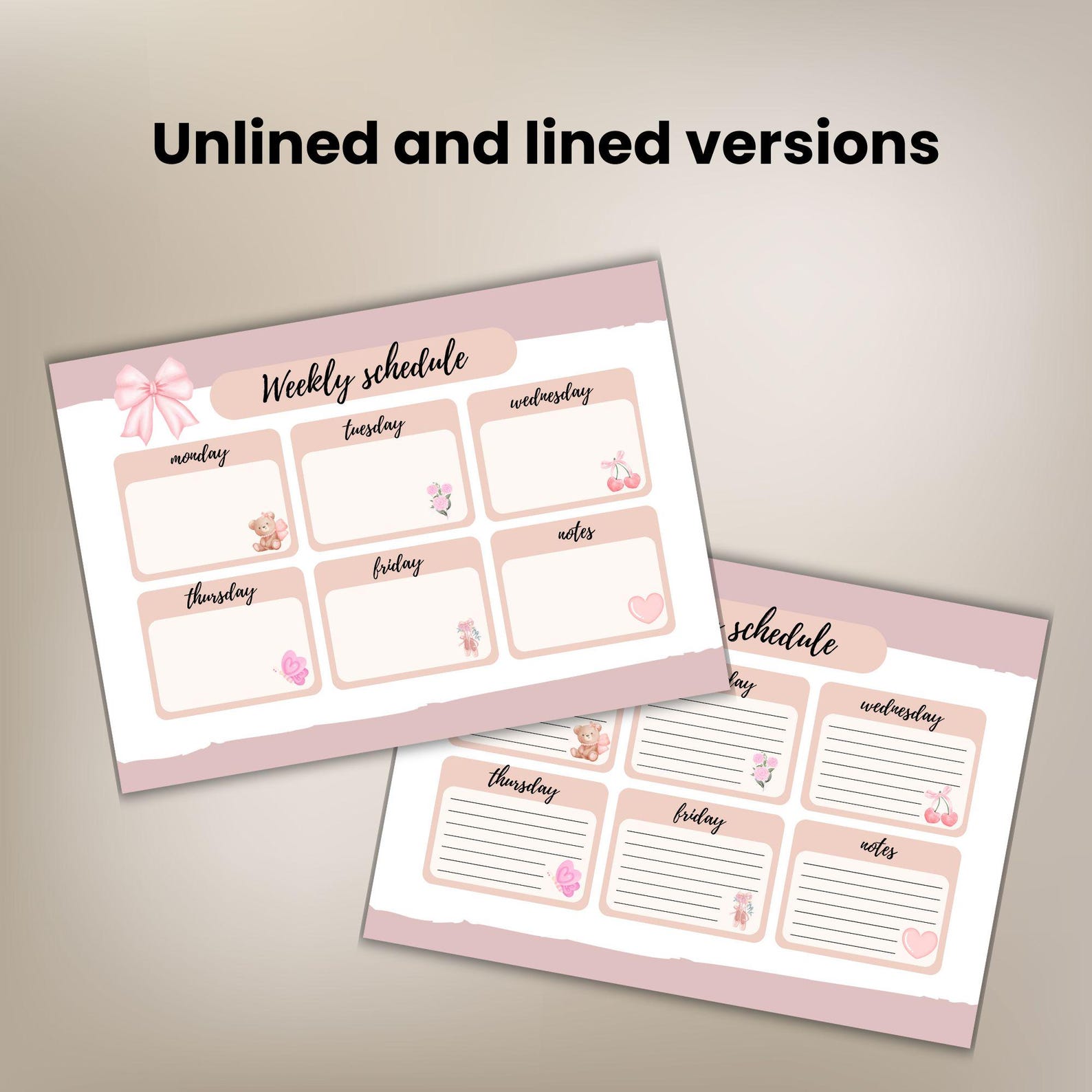 Printable Kids Weekly Schedule – Coquette Theme | Homeschool Planner ...
