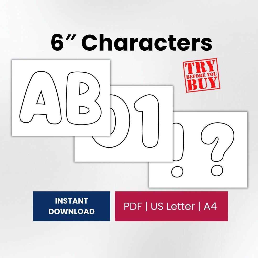 6-inch Printable Alphabet Templates: Letters, Numbers, Punctuation ...