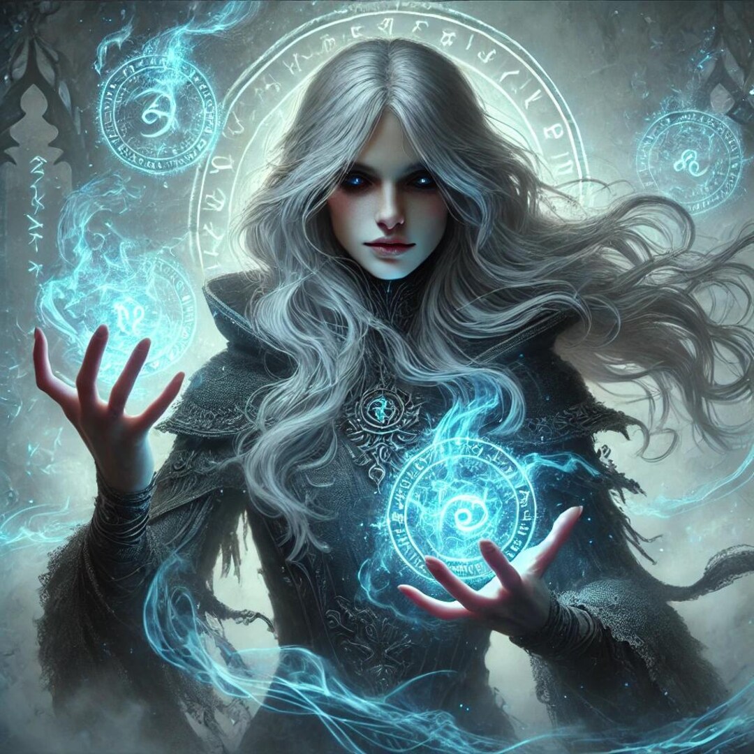Necromancer Poster, Gothic Fantasy Wall Art - Necromancer of the Blue ...
