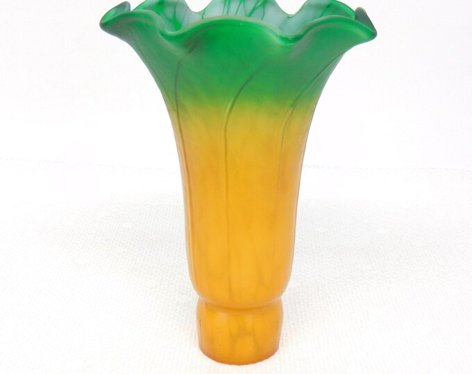 Vintage Lily Shade Replacement Amber and Green Decorative Glass Pond ...