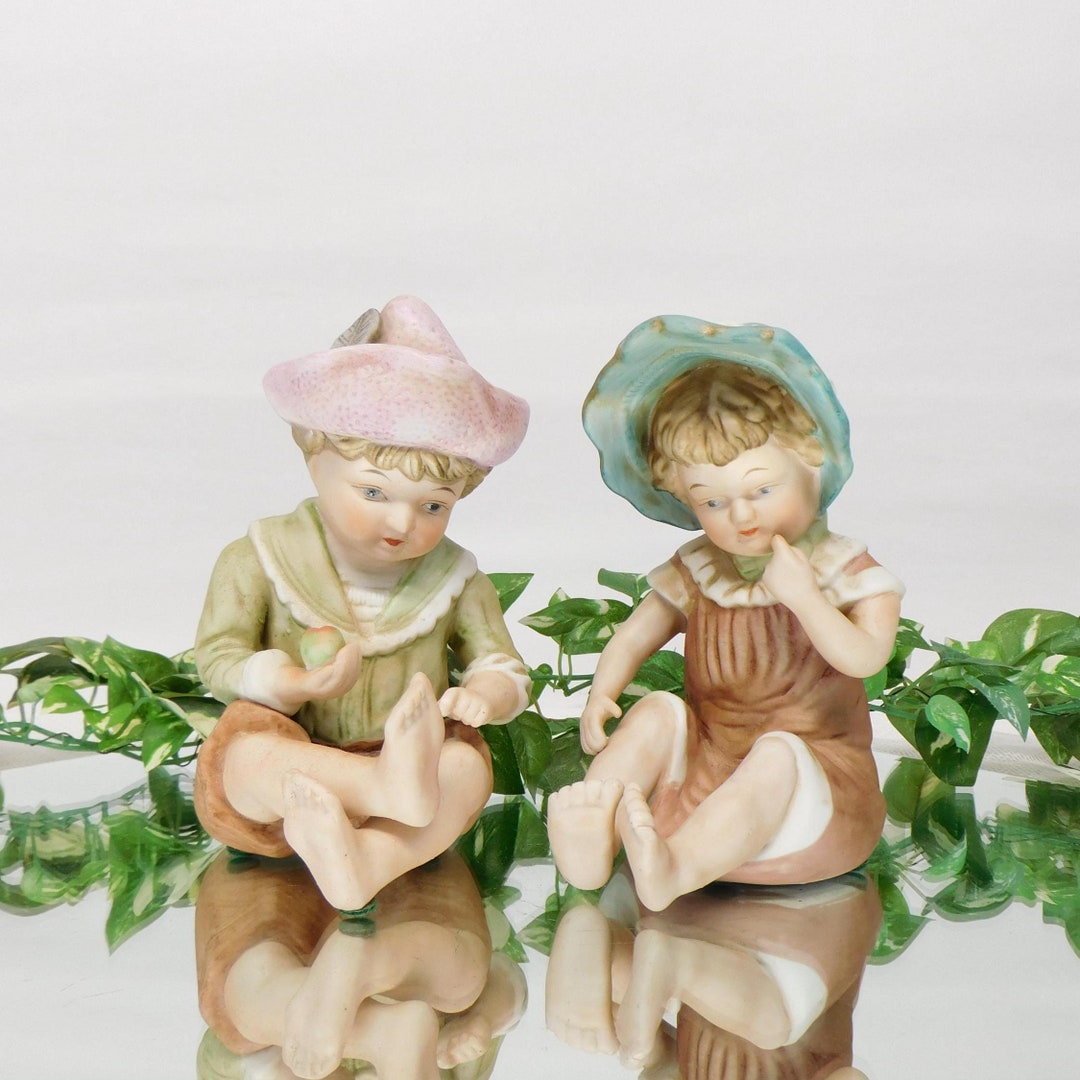 Vintage Figurines Baby Boy & Girl Statues Set of 2 One Boy One Girl ...