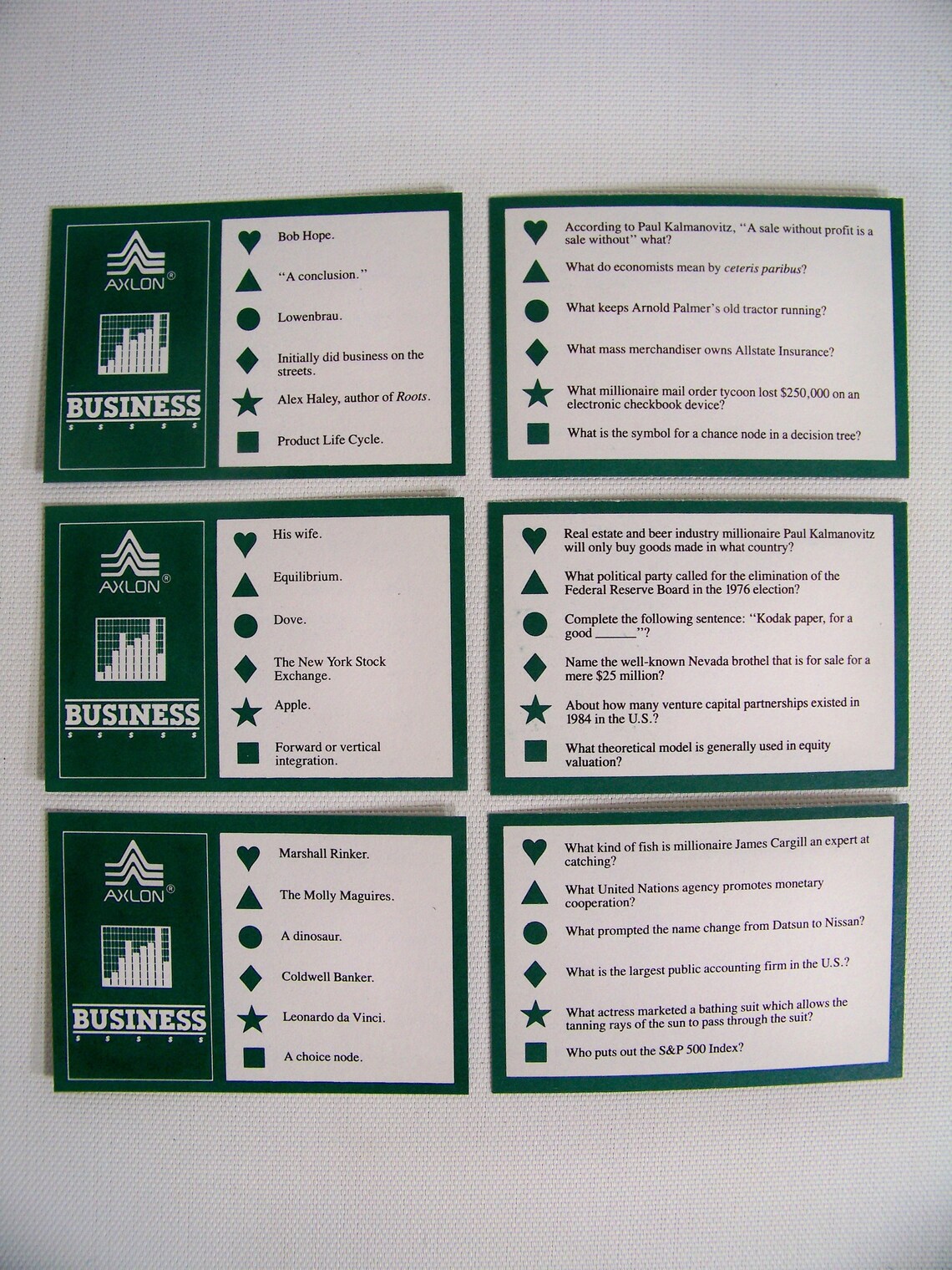 Trivia Card Set Business Cards Business Trivia Game Add-on - Etsy