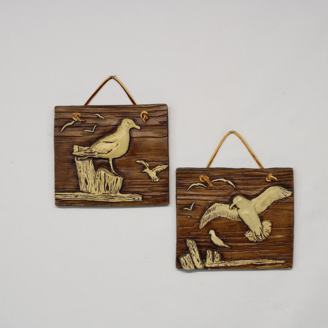 Seagull Wall Plaques Terrestone Art by Orzeck Sea Gull Birds Nautical ...