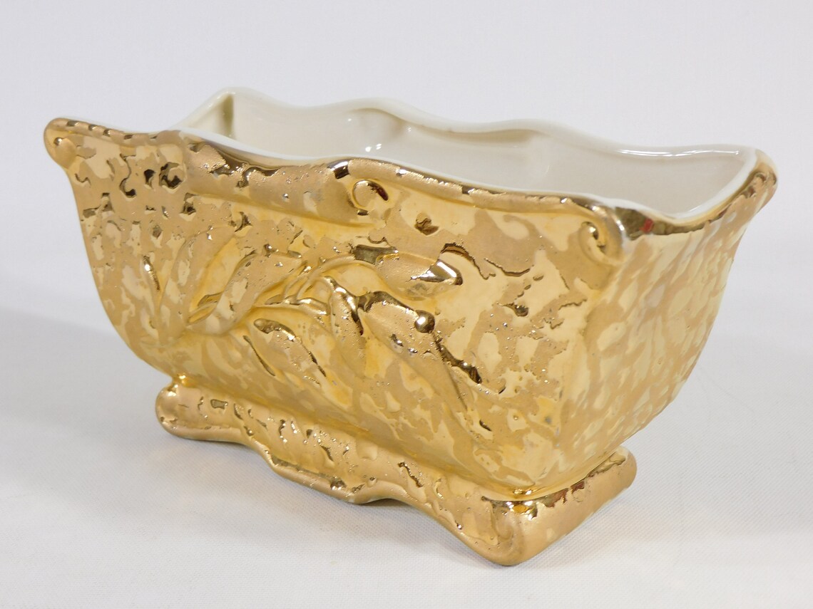Weeping Gold Pottery Mid Century Modern Decor MCM Indoor - Etsy