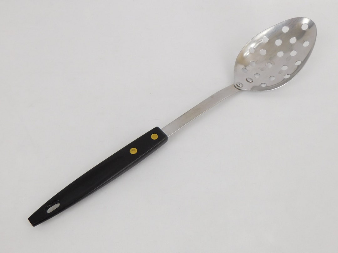 Vintage Slotted Spoon Black Handle Kitchen Utensil Slotted - Etsy