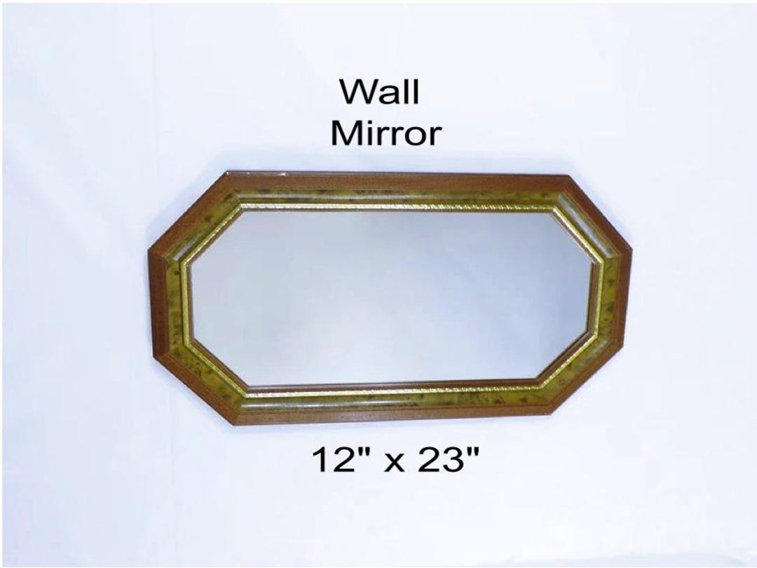 Vintage Wood Mirror Decorative Border With Gold Trim Wall Mirror Hangs ...