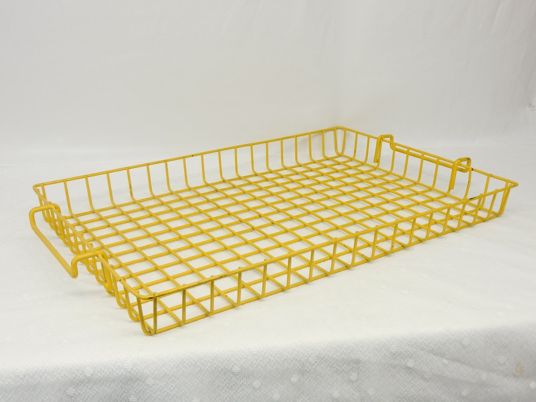 Vintage Coated Wire Basket Tray With Handle, Food Rack Tray, Large Wire ...