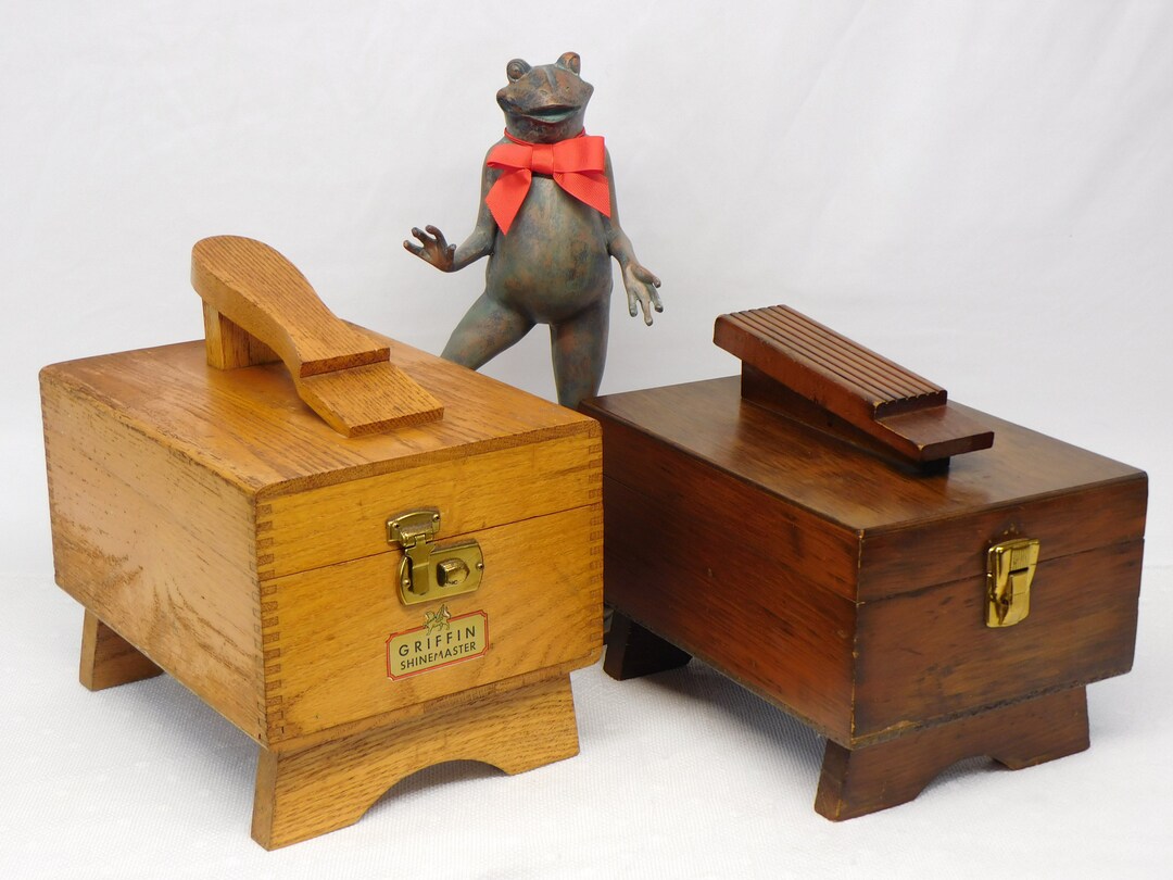 Vintage Shoe Shine Box Shoe Shine Kit YOUR CHOICE Wooden Shoe Shine Box ...