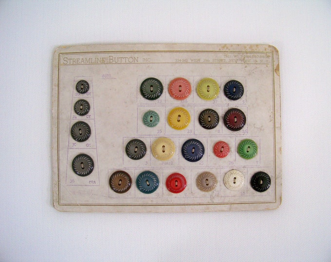 Vintage Button Card Streamline Button Inc., Salesman Sample Card, Multi ...