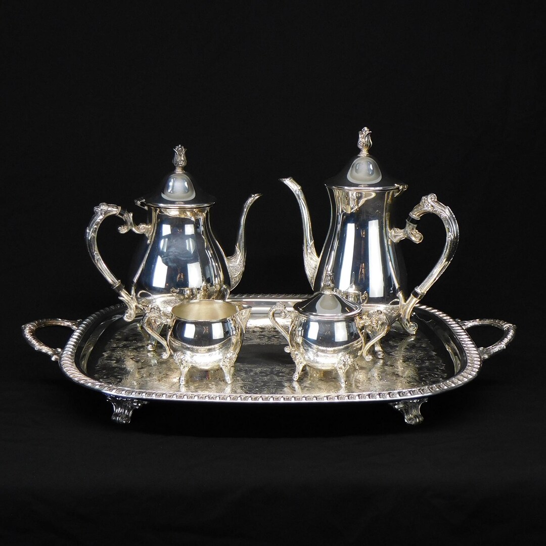 Vintage Leonard Silver Plate Service Set Includes Tray Coffee and Water ...