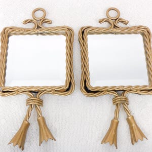 Vintage Gold Metal Twisted Rope and Tassel Mirror Twisted Metal Framed ...