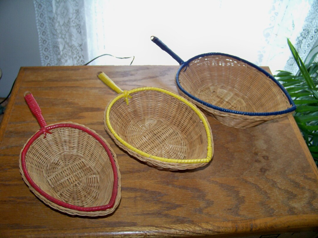 Vintage Nesting Baskets, Wicker Scoop Baskets, Basket With Handle ...
