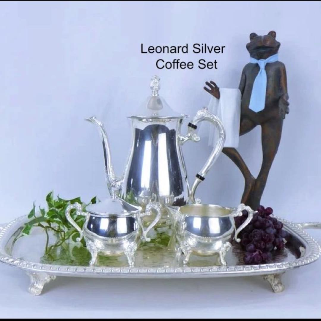 Vintage Leonard Silver Plate Service Set Includes Butler Tray Coffee ...