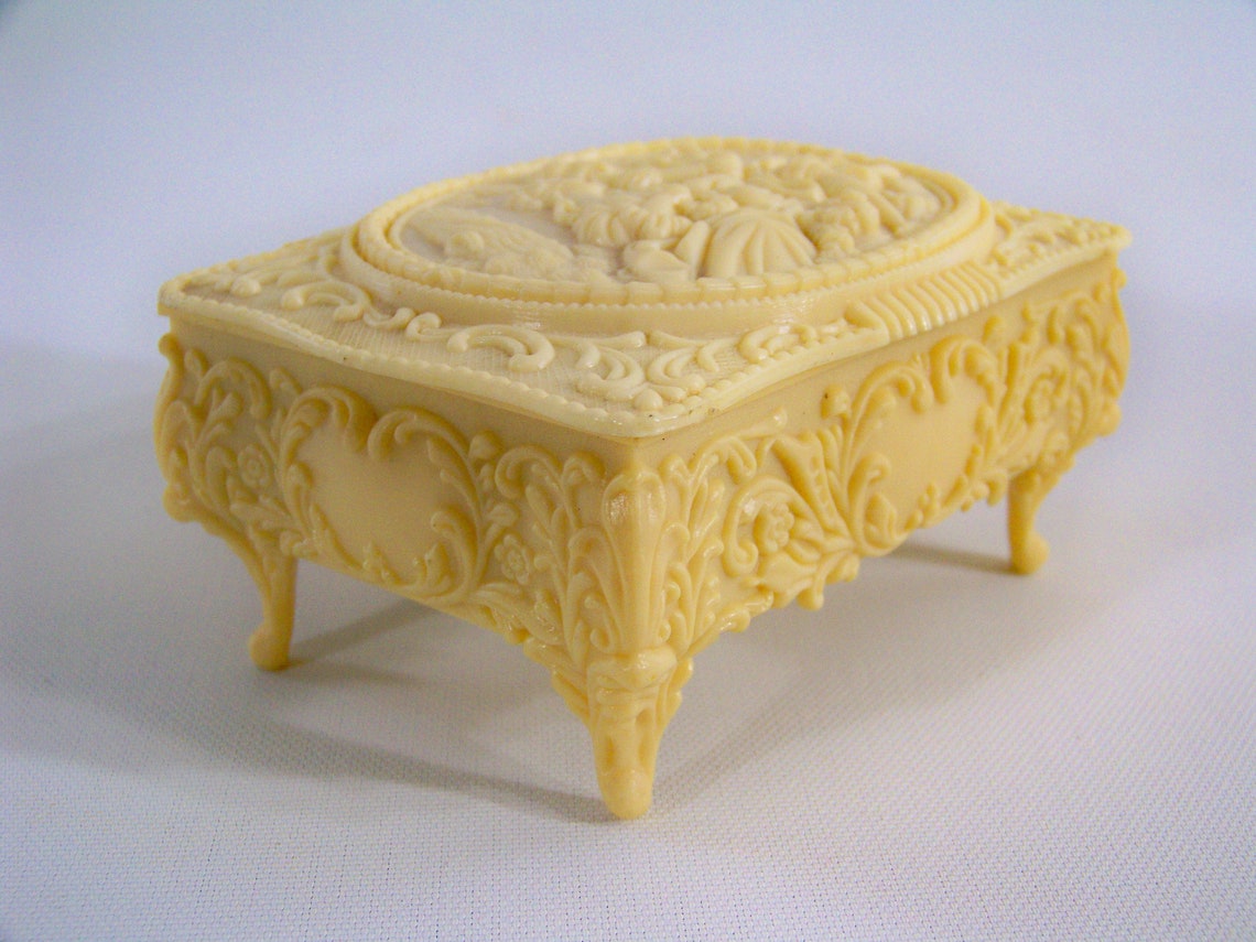 Celluloid Jewelry Box with Mirror Trinket Box Dresser Box | Etsy