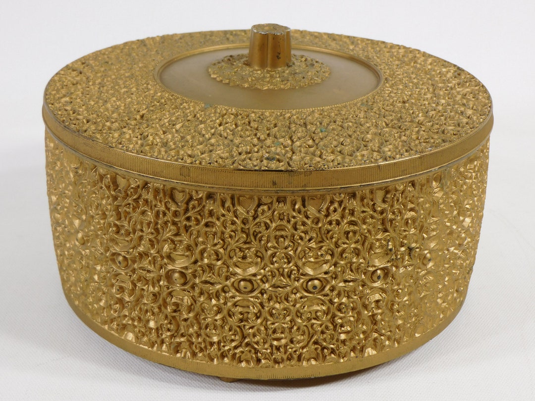 Vintage Gold Ornate 1950's Plastic Storage Box Golden Age Hollywood ...